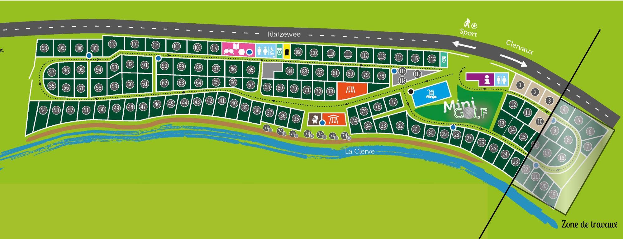 Plattegrond van Camping Clervaux in Luxemburg
