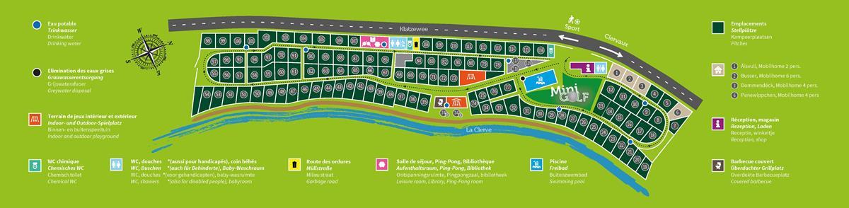 Plattegrond van Camping Clervaux in Luxemburg